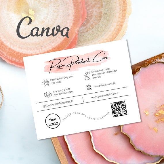 Resin Product Care Card Template Printable Packaging Insert | Etsy