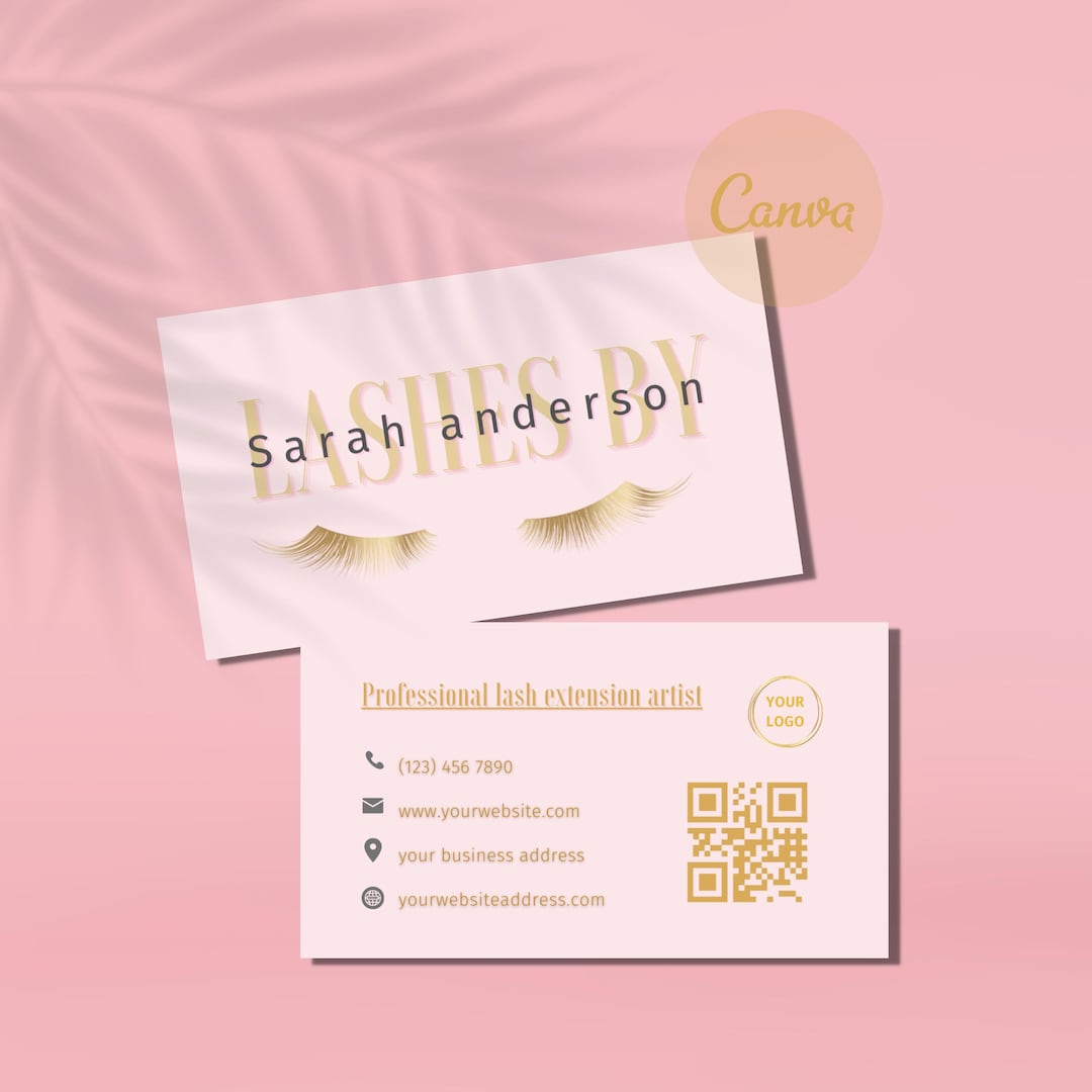 Blush Pink Lash Extension Business Card Template, Modern Feminine ...