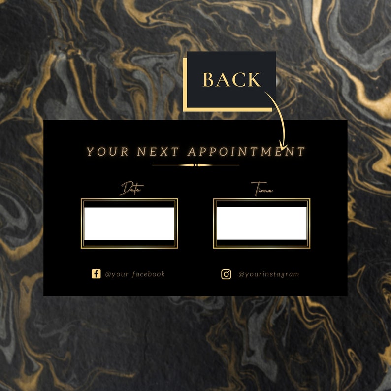 Personalize Appointment Reminder Cards, Lux Printable Black & Gold ...