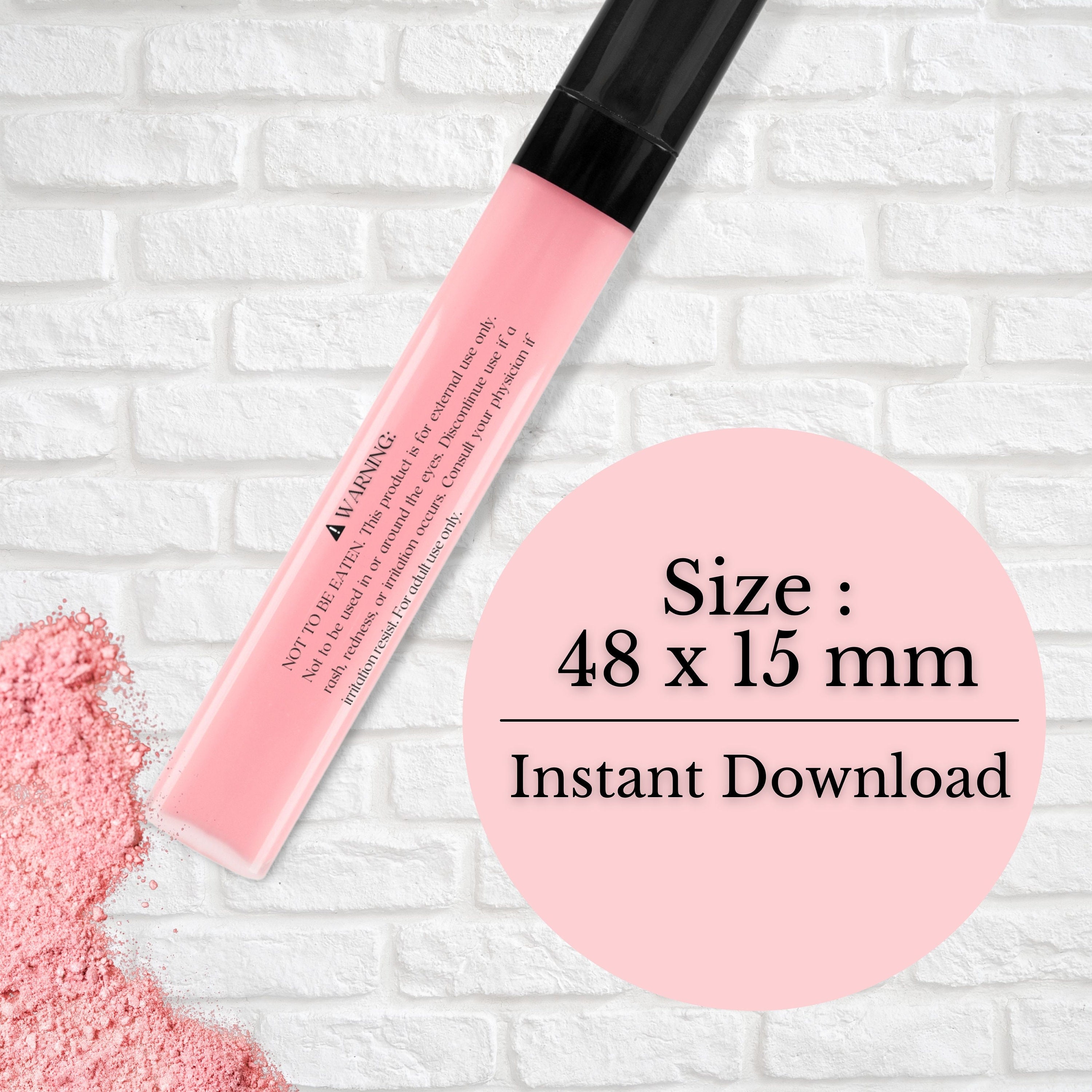 Lip Gloss Warning Label Template, Digital Warning Sticker for Lipgloss ...