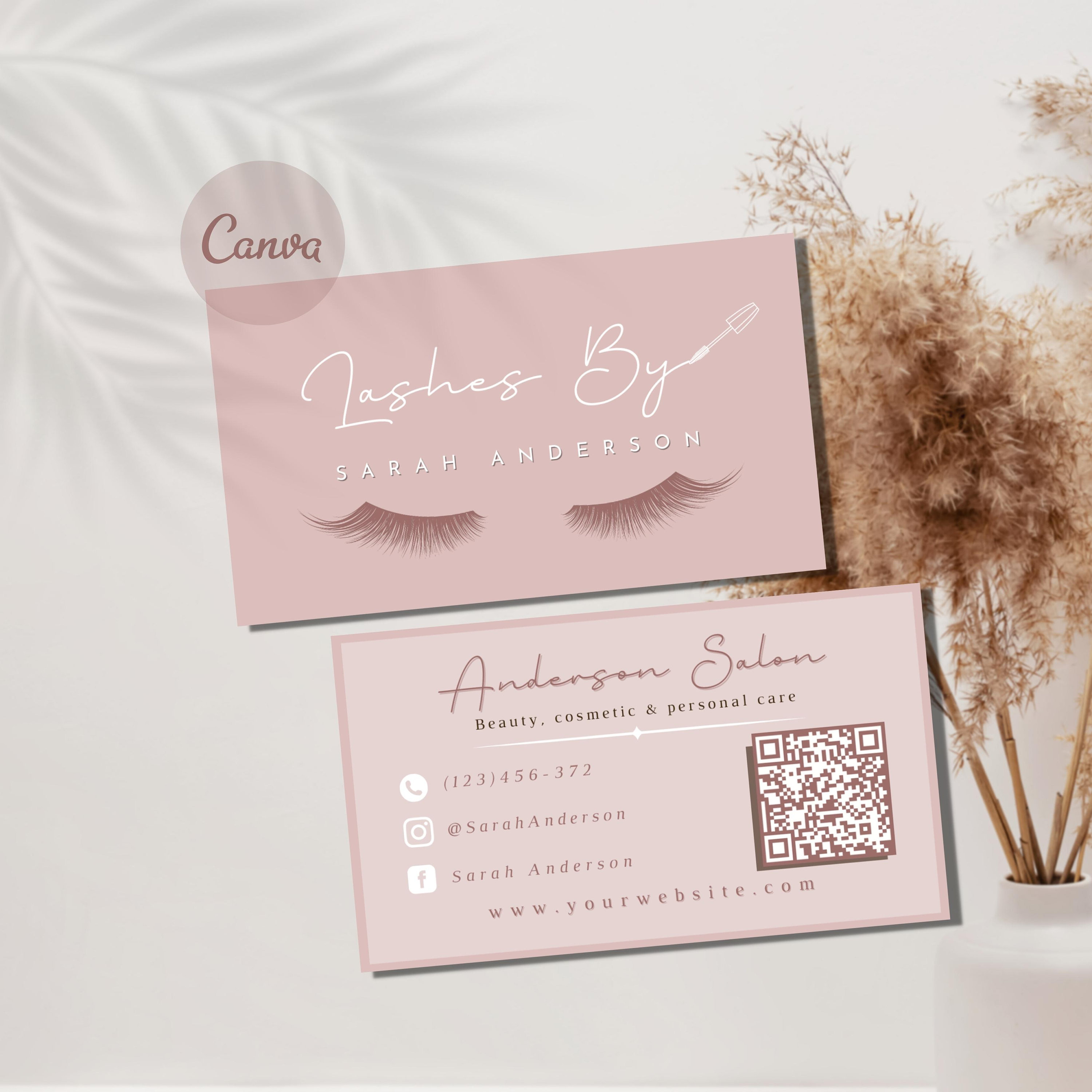 Custom Lash Business Card Template DIY Minimal Pastel Pink Beauty ...
