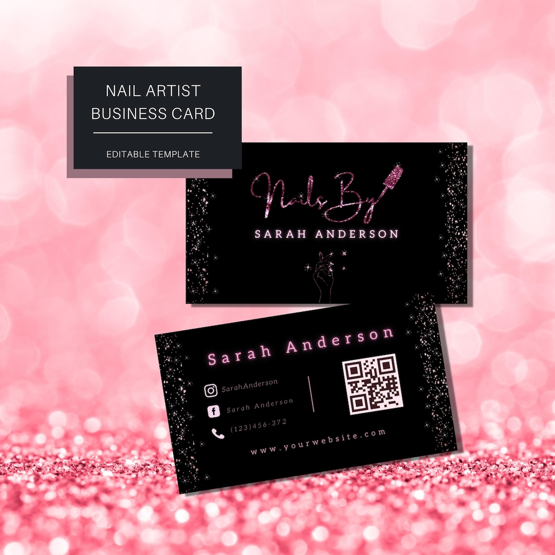 Nail Artist Business Cards Beauty Salons, Glam Nail Tech Business Cards ...