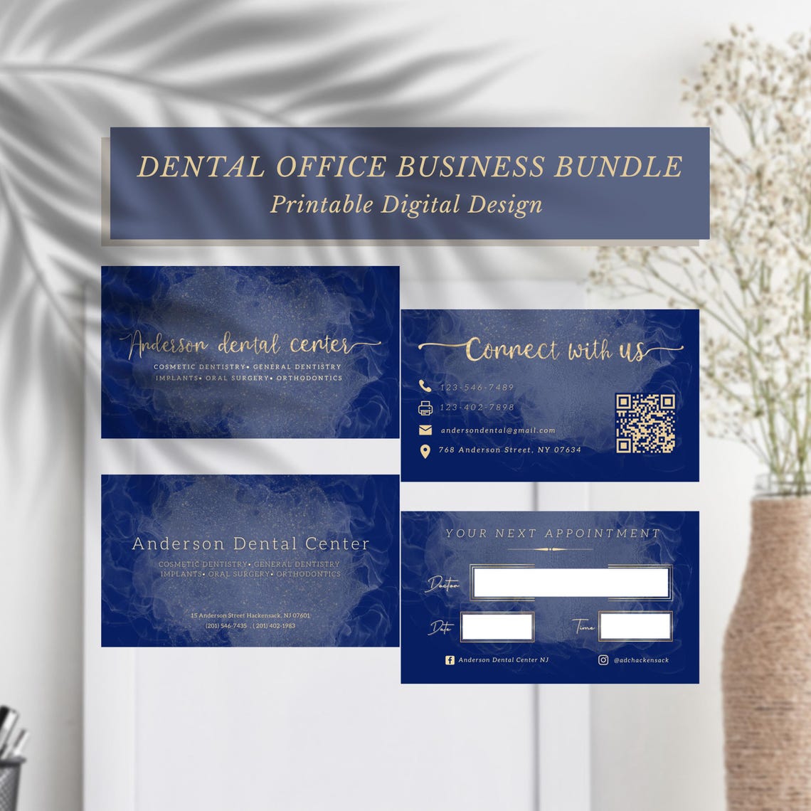 Custom Dental Business Card Lux Navy Dentist Appointment Card Dental ...