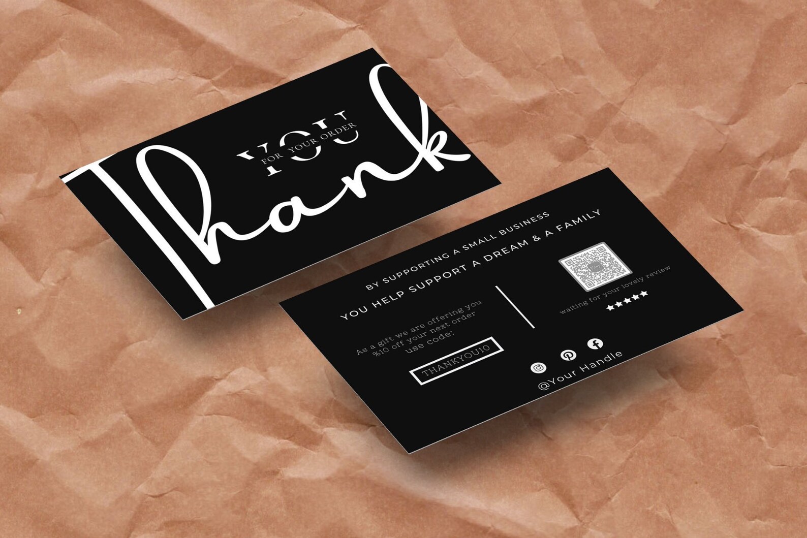 Minimalist Thank You for Your Order Card Template, Package Insert Card ...