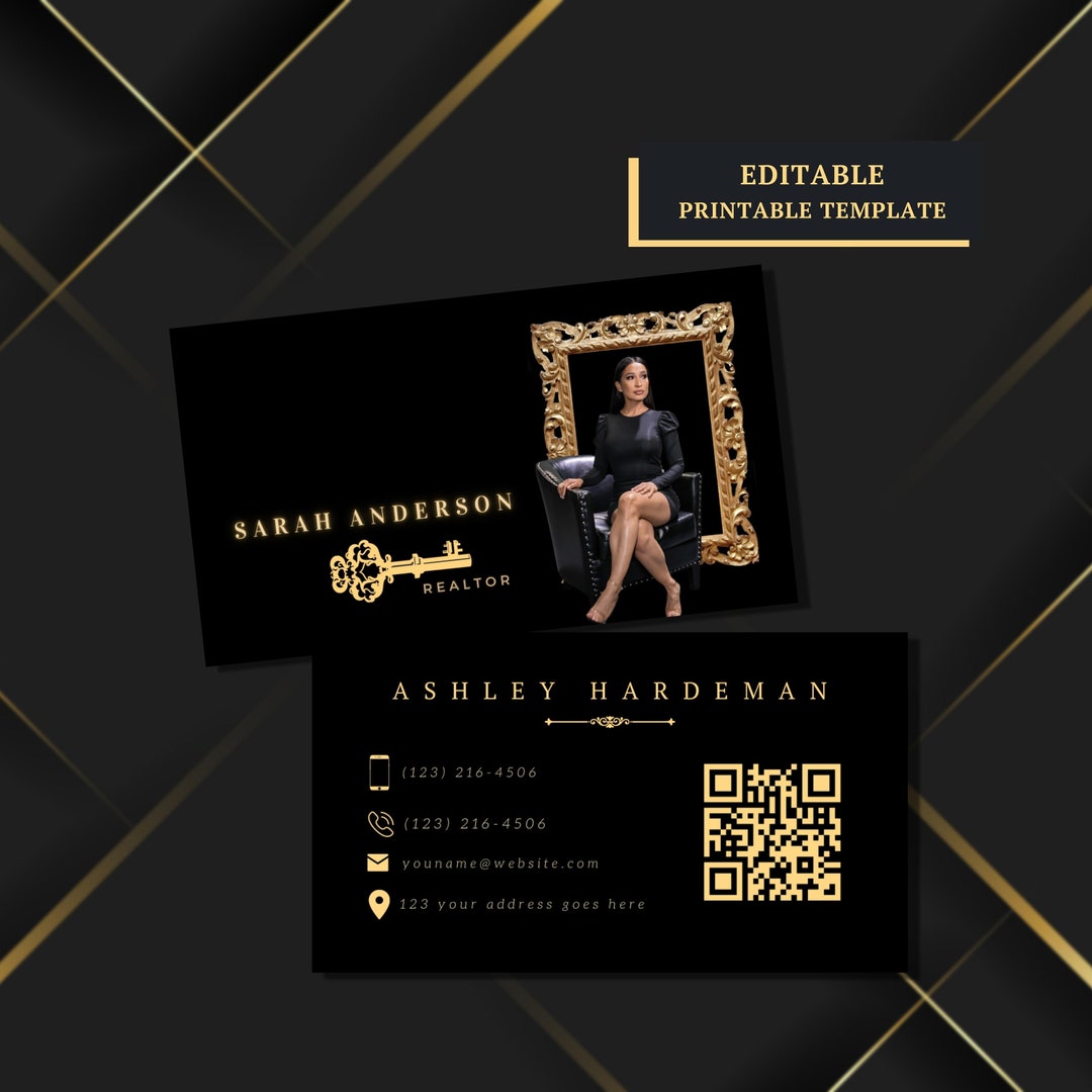 Luxury Realtor Business Cards Template, Real Estate Black & Gold ...