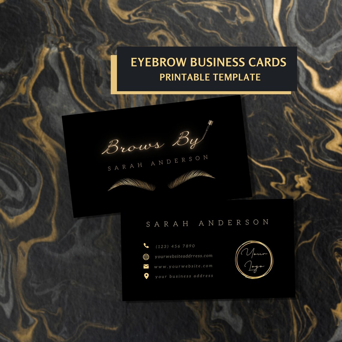 Modern Brow Business Card Design Template, Microblading Business Cards ...