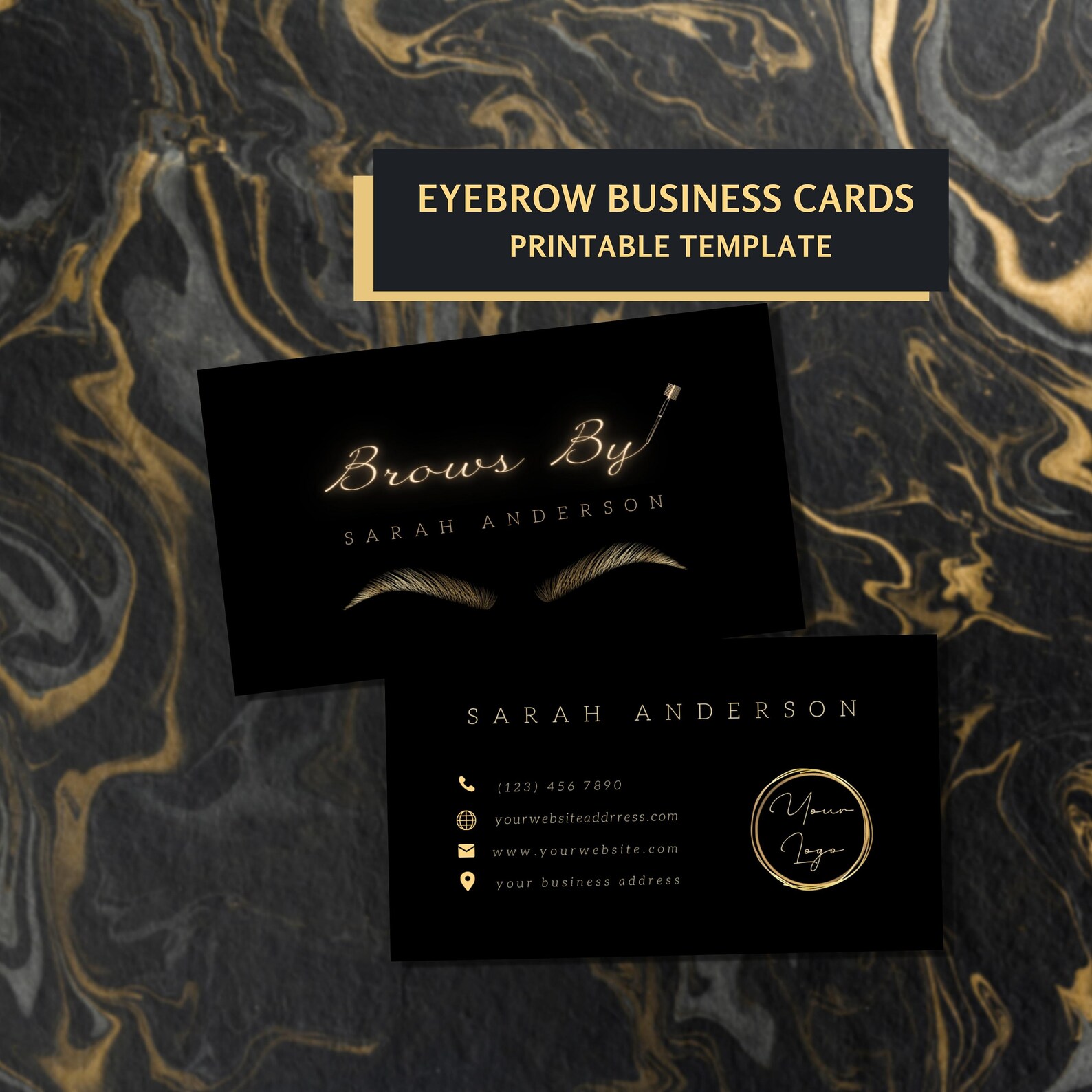Modern Brow Business Card Design Template, Microblading Business Cards ...