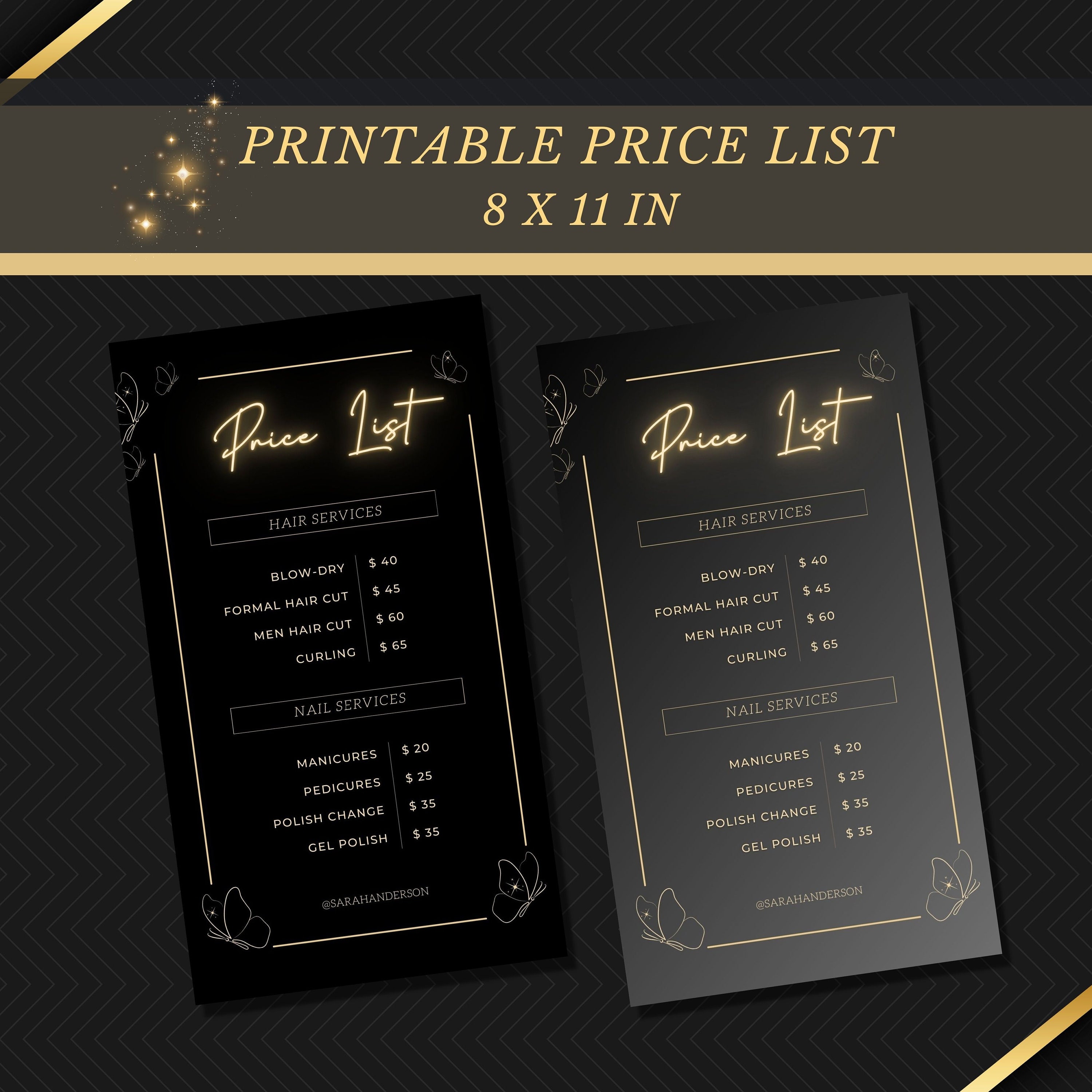 Custom Lash Tech Service Menu Template, Lash Extension Loyalty Card ...