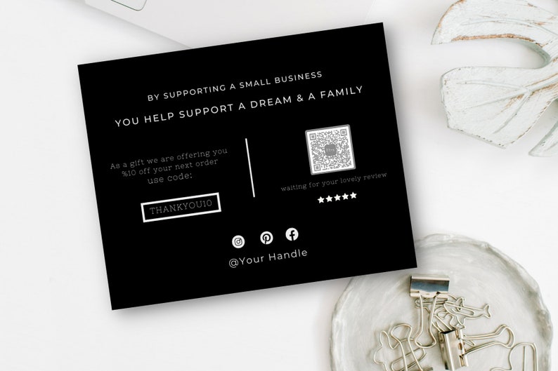 Minimalist Thank You for Your Order Card Template, Package Insert Card ...