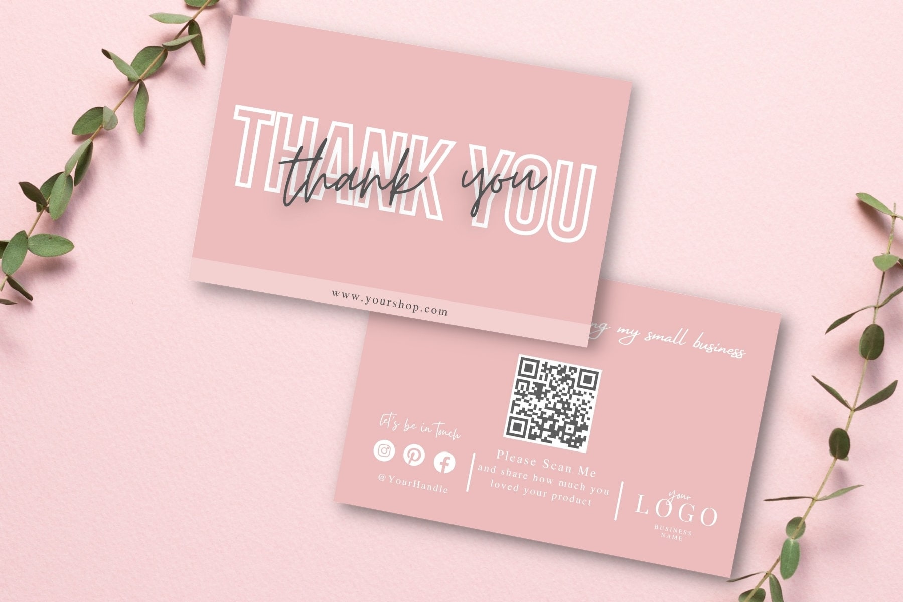 Custom Qr Code Thank You Card Template, Editable Printable Business ...
