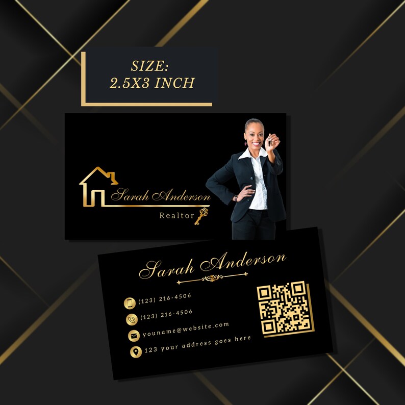 Lux Real Estate Business Cards, Black Gold Realtor Business Cards ...