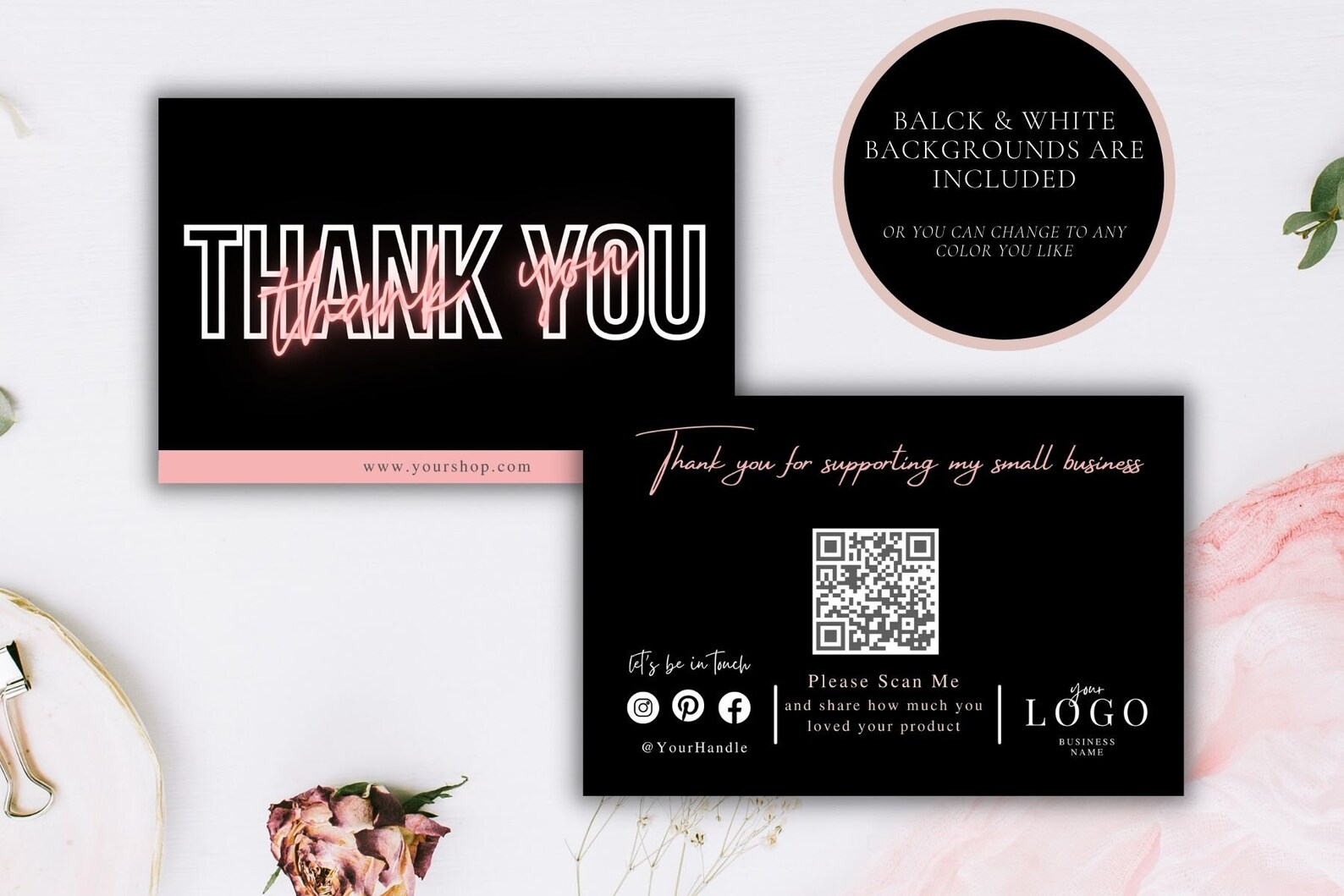 QR Code Template Thank You Card Scan, DIY Client Review Template, QR ...