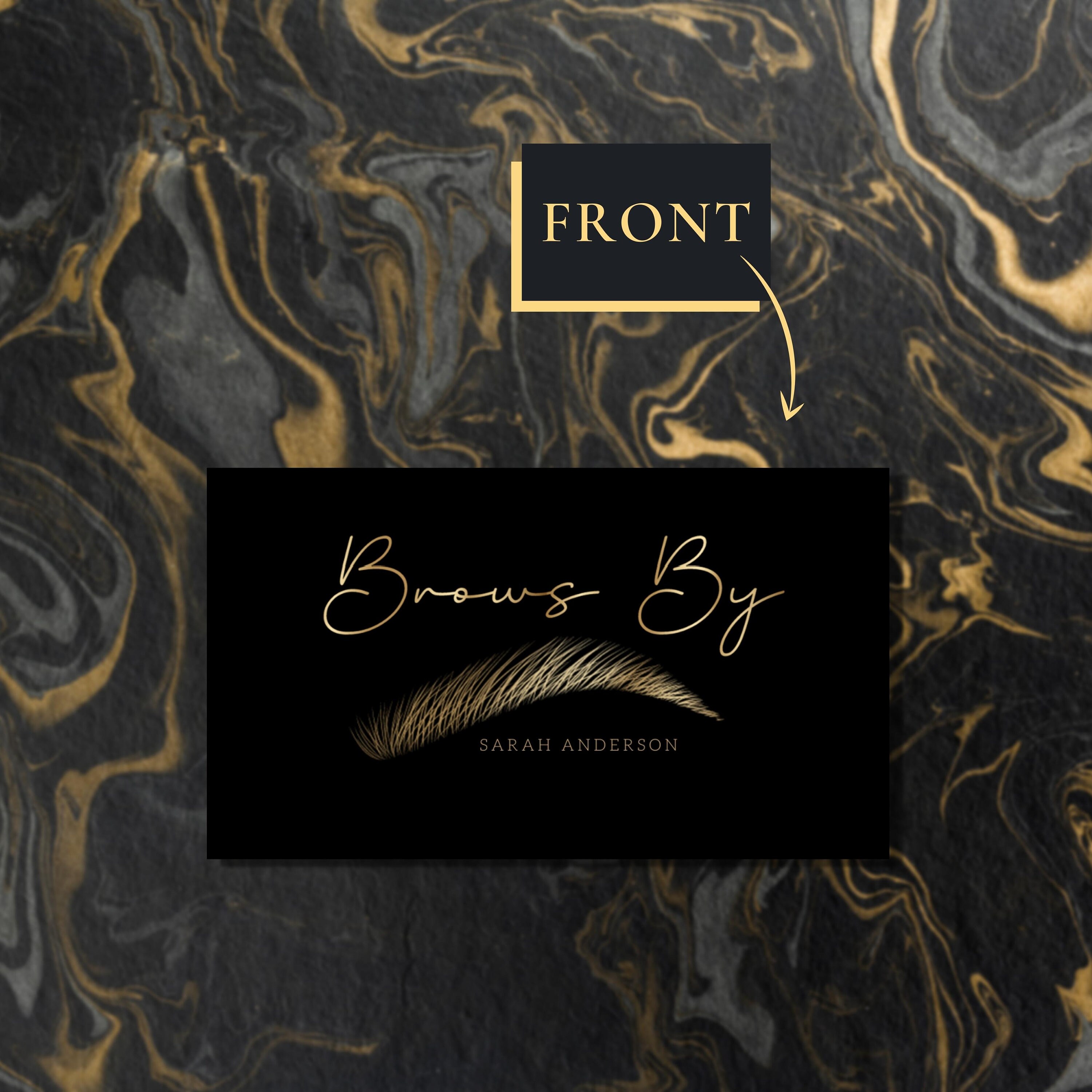 Eyebrow Business Card Template, Lux Gold Brows Business Cards With Logo ...