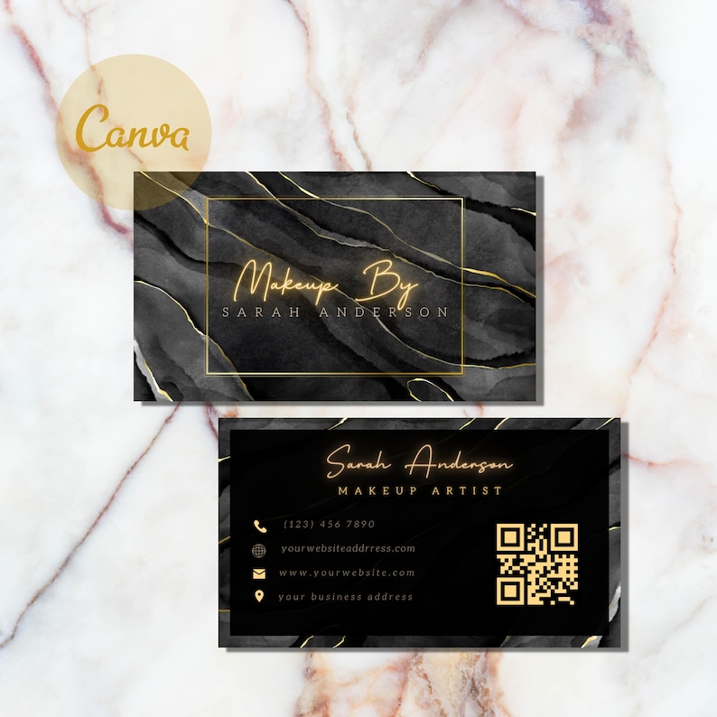 Marble Business Card Elegant Design Black Gold Marble Beauty Business ...