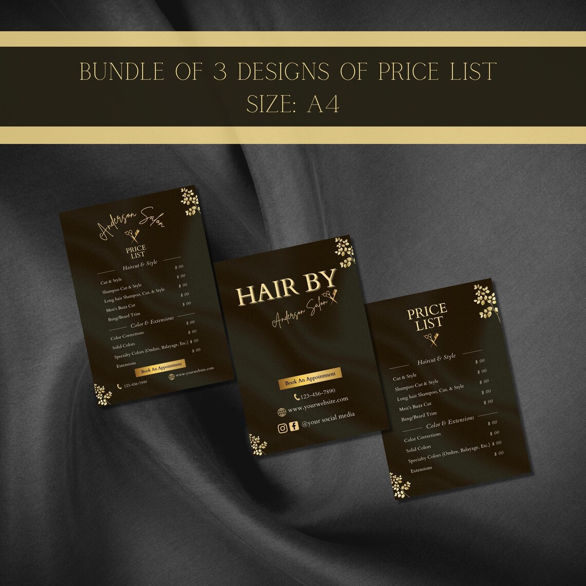 Editable Hair Salon Price List Template, DIY Pricing Guide for ...