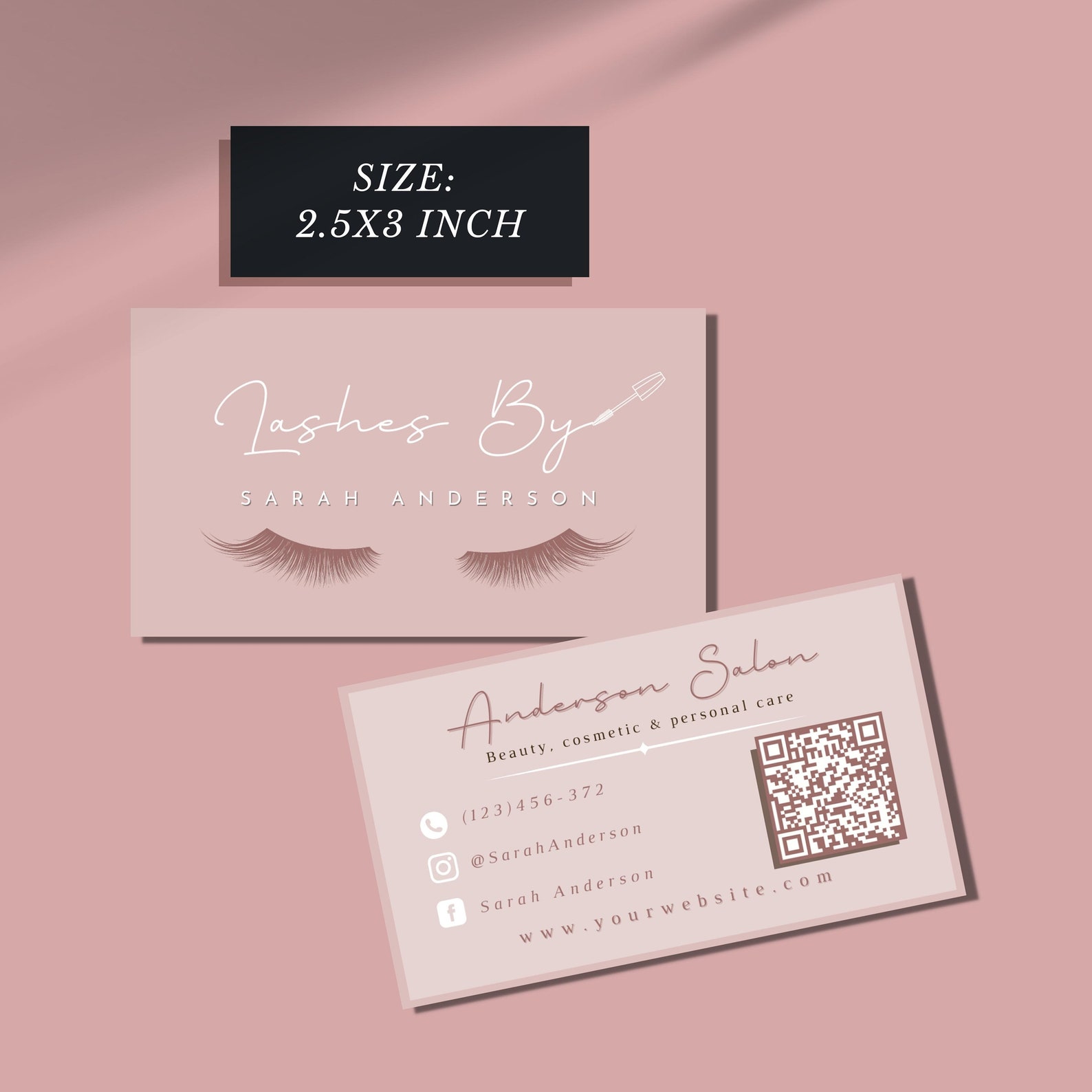 LASH BUSINESS CARDS, Minimalist Pastel Pink Lash Extension Business ...