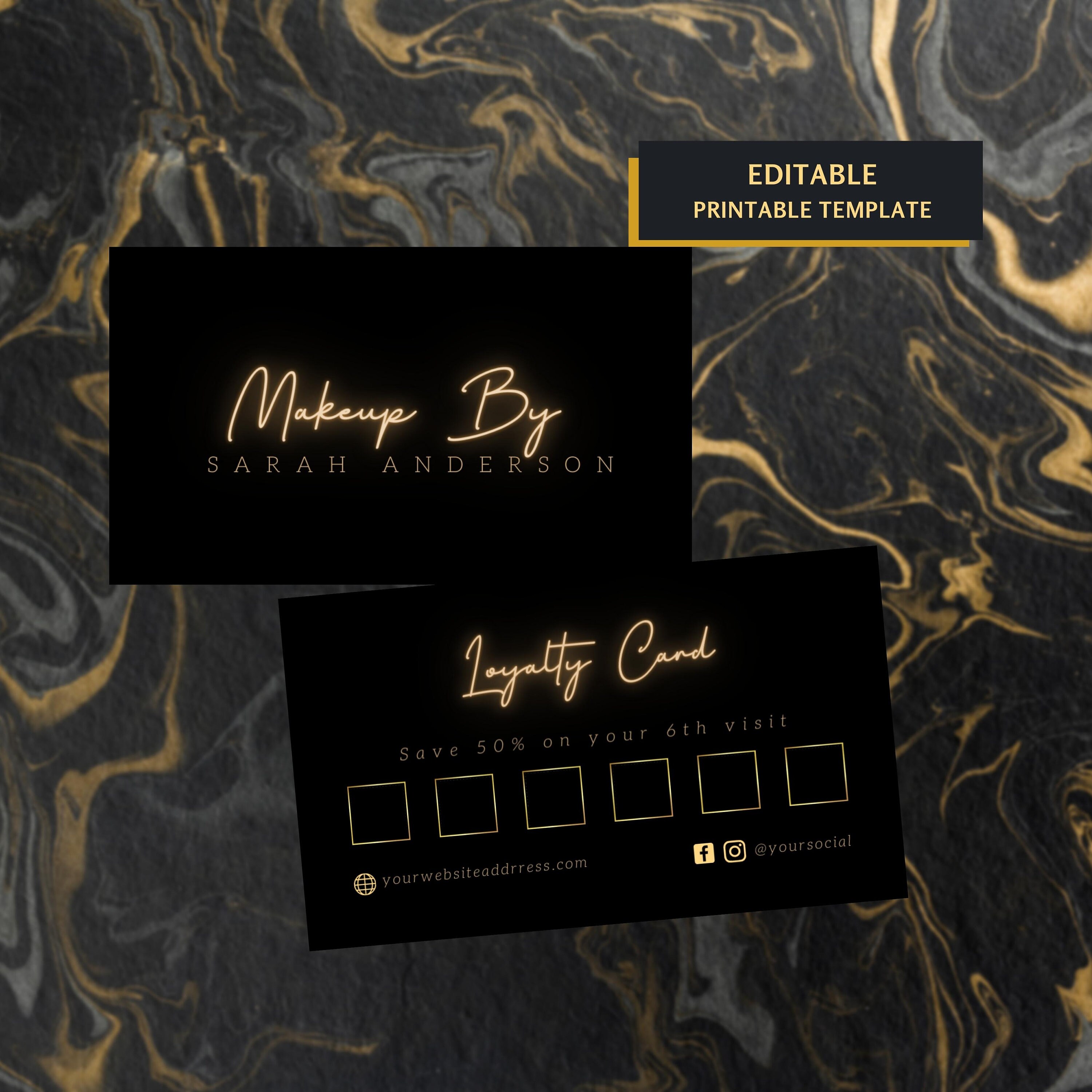 Custom Loyalty Card Tracker Template, Loyalty Cards for Beauty Artist ...