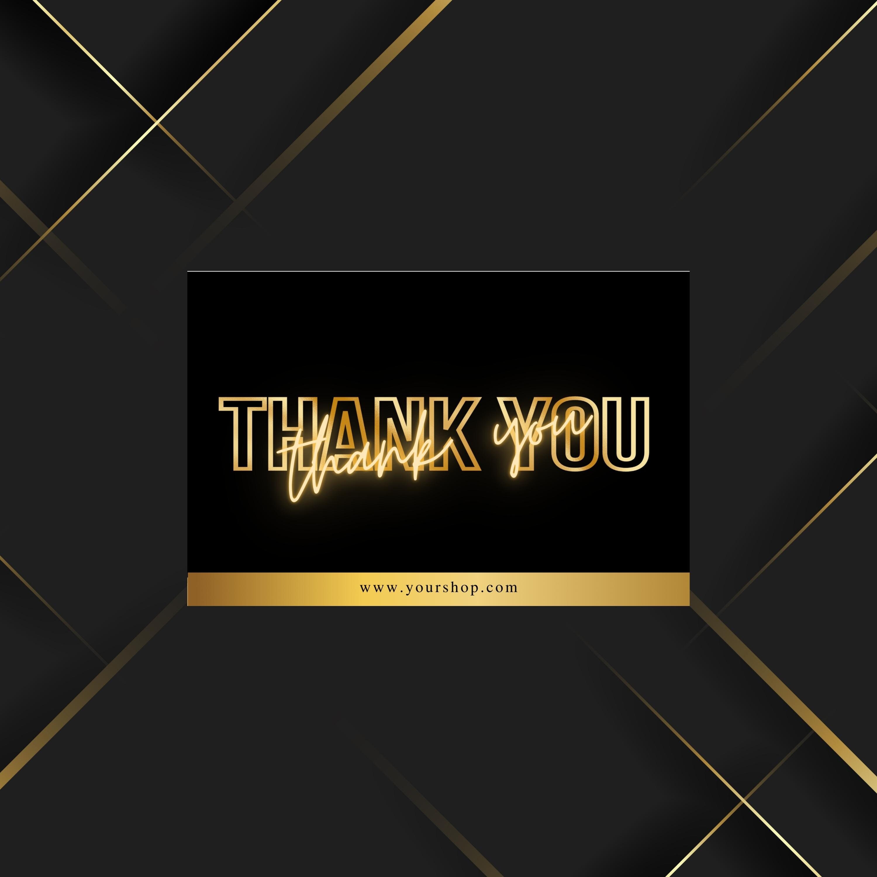 Small Business Thank You Card Template, Lux Black Gold Qr Code Thank ...