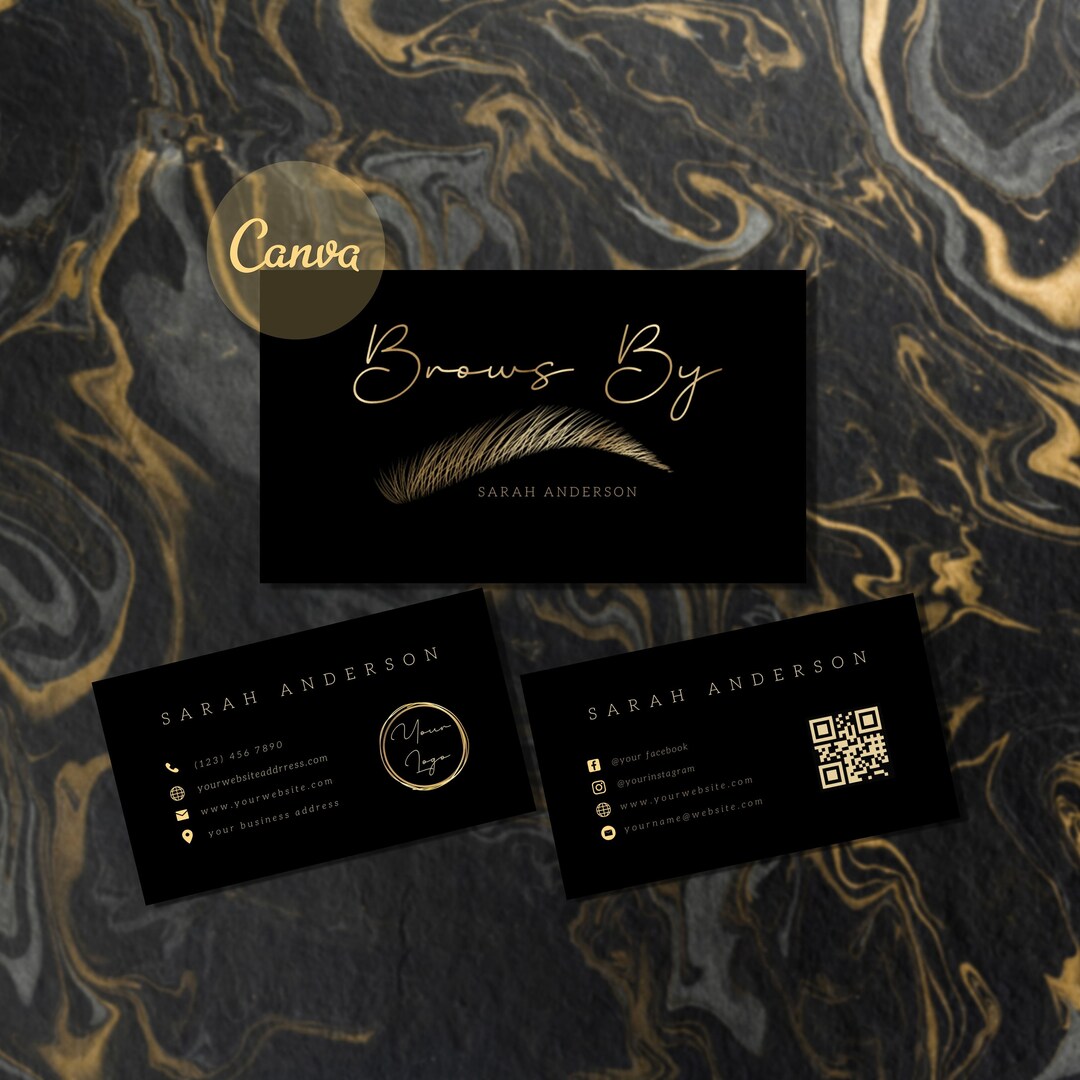 Modern Black Business Brow Cards Eyebrow, Microblading Brow Art Styling ...