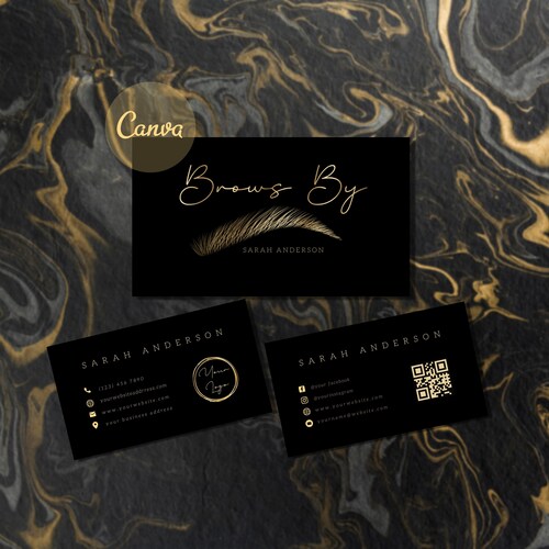 Modern Black Business Brow Cards Eyebrow Microblading Brow - Etsy