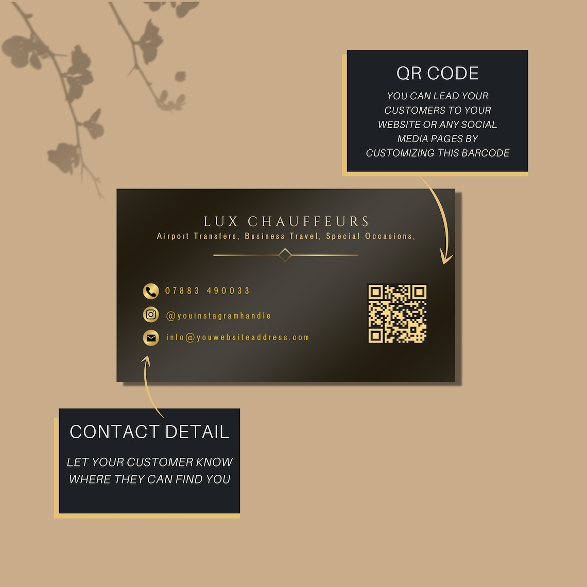 Elegant Driving Business Cards Template, Lux Limousine Rental Services ...