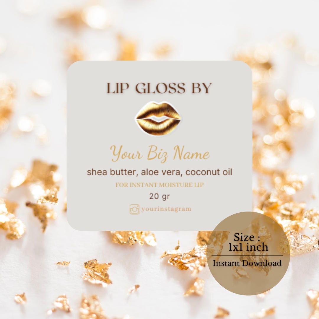 Lux Lip Gloss Label Template, Gold Foil Effect Lip Gloss Sticker for ...