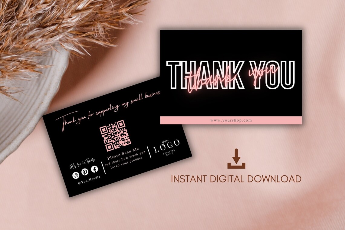 QR Code Template Thank You Card Scan, DIY Client Review Template, QR ...