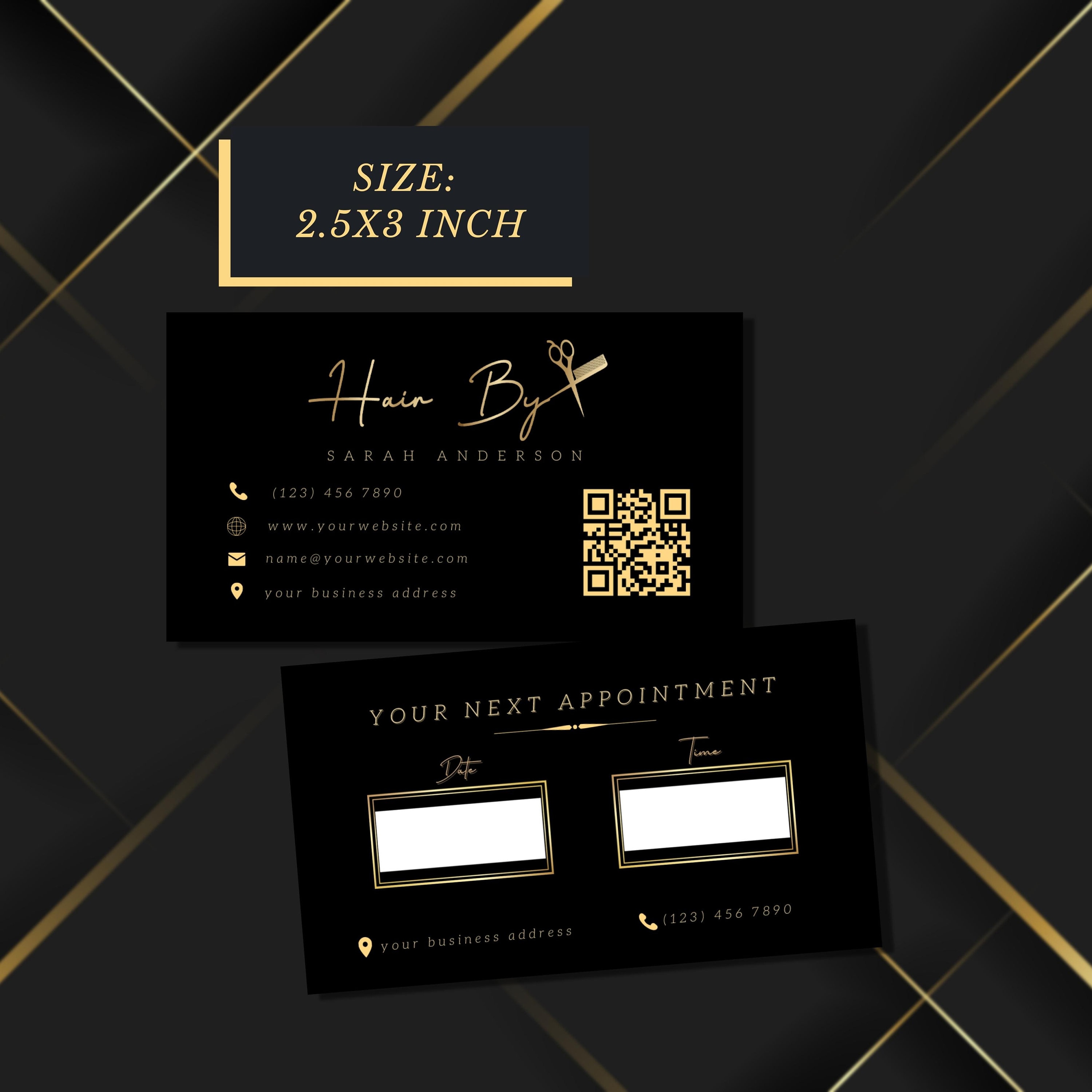 Custom Hair Salon Appointment Card, Luxury Appointment Business Card ...