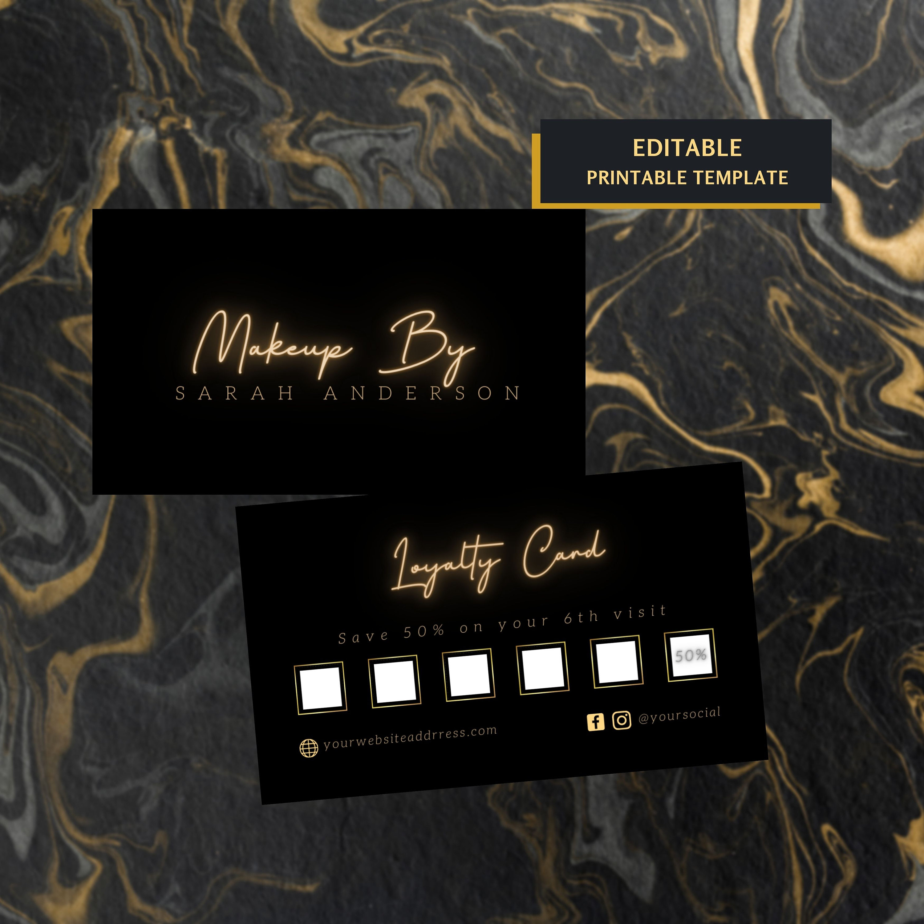 Luxury Business Loyalty Card Template, Beauty Salon, Hair, Spa Loyalty ...