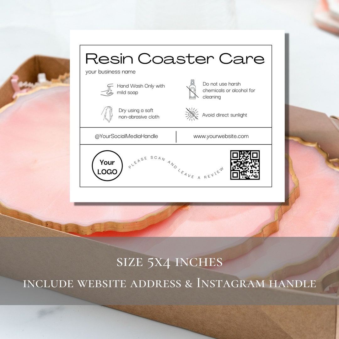 Resin Care Card Template, Resin Guide Canva Template, Resin Coaster ...