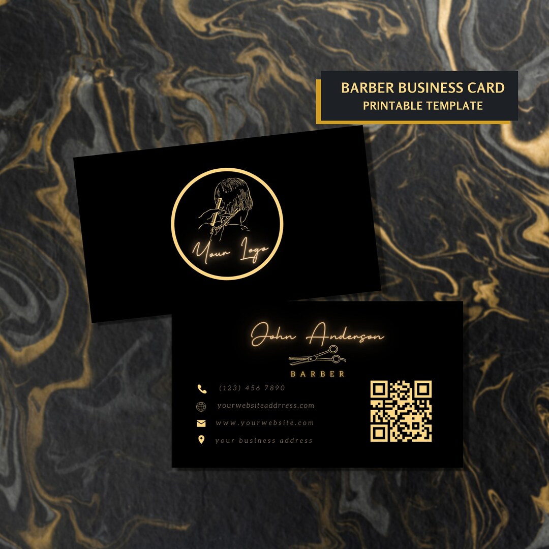 Custom Barber Business Card Design, Black Gold Barber Salon Business ...