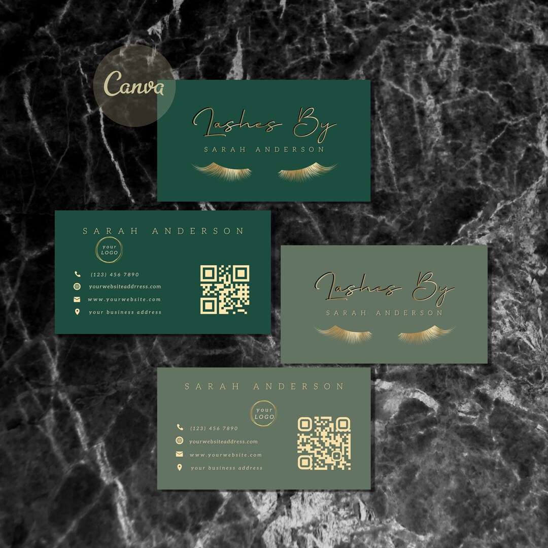 Custom LASH BUSINESS CARD Template, Lash Tech Lash Artist, Emerald ...