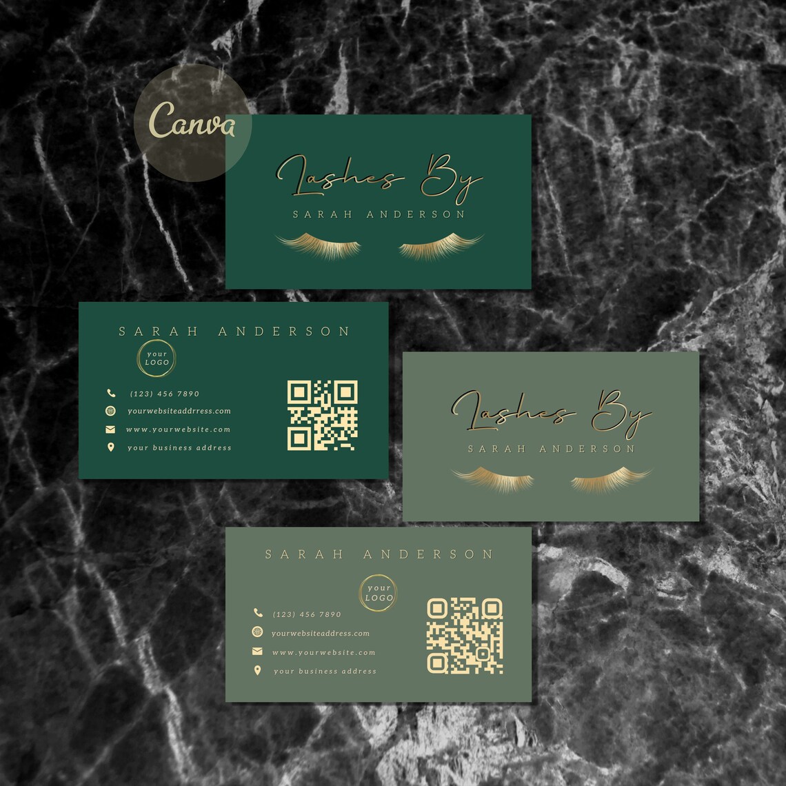 Custom LASH BUSINESS CARD Template, Lash Tech Lash Artist, Emerald ...