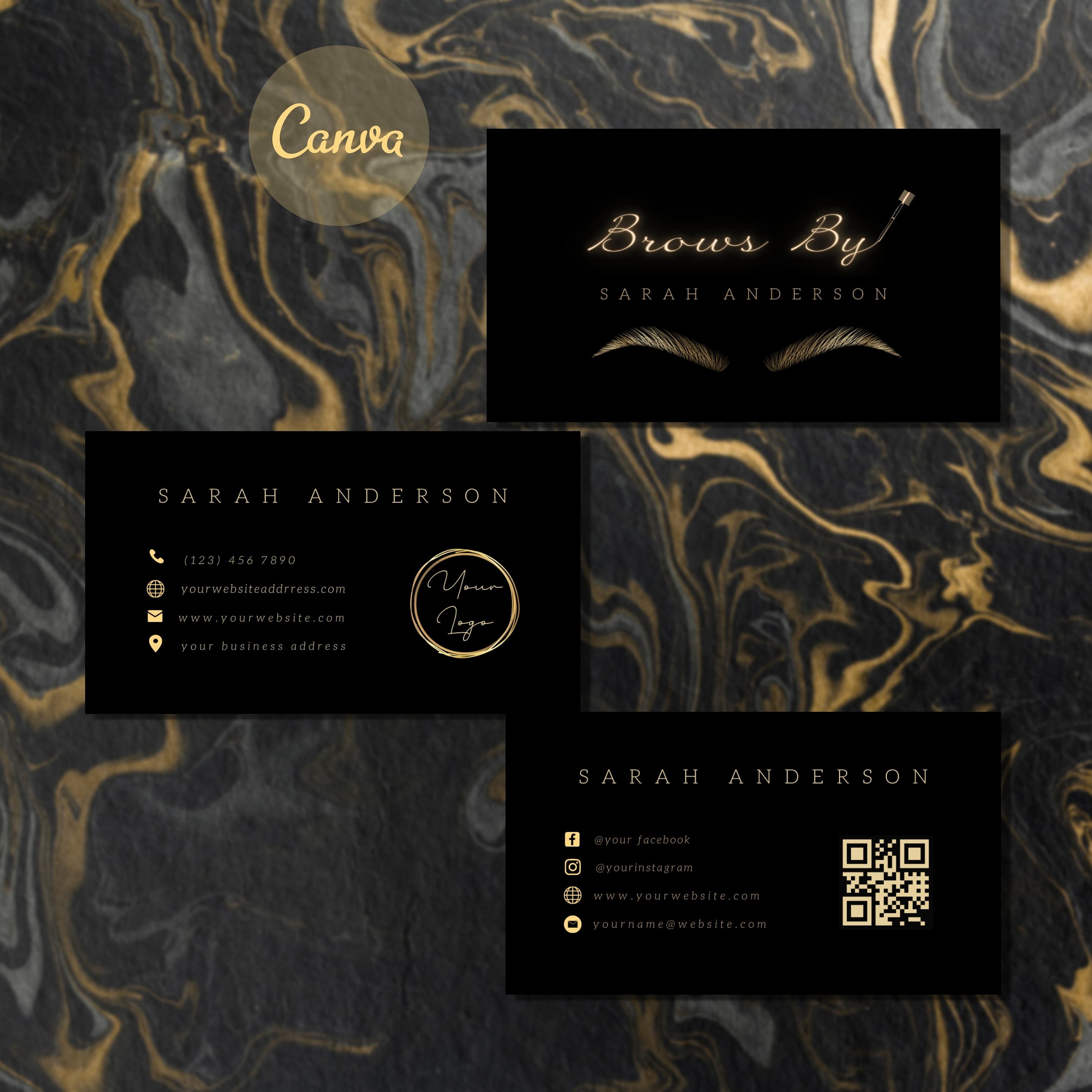 Modern Brow Business Card Design Template, Microblading Business Cards ...
