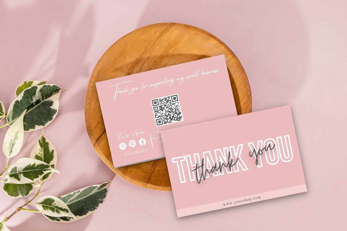 Custom Qr Code Thank You Card Template Editable Printable - Etsy