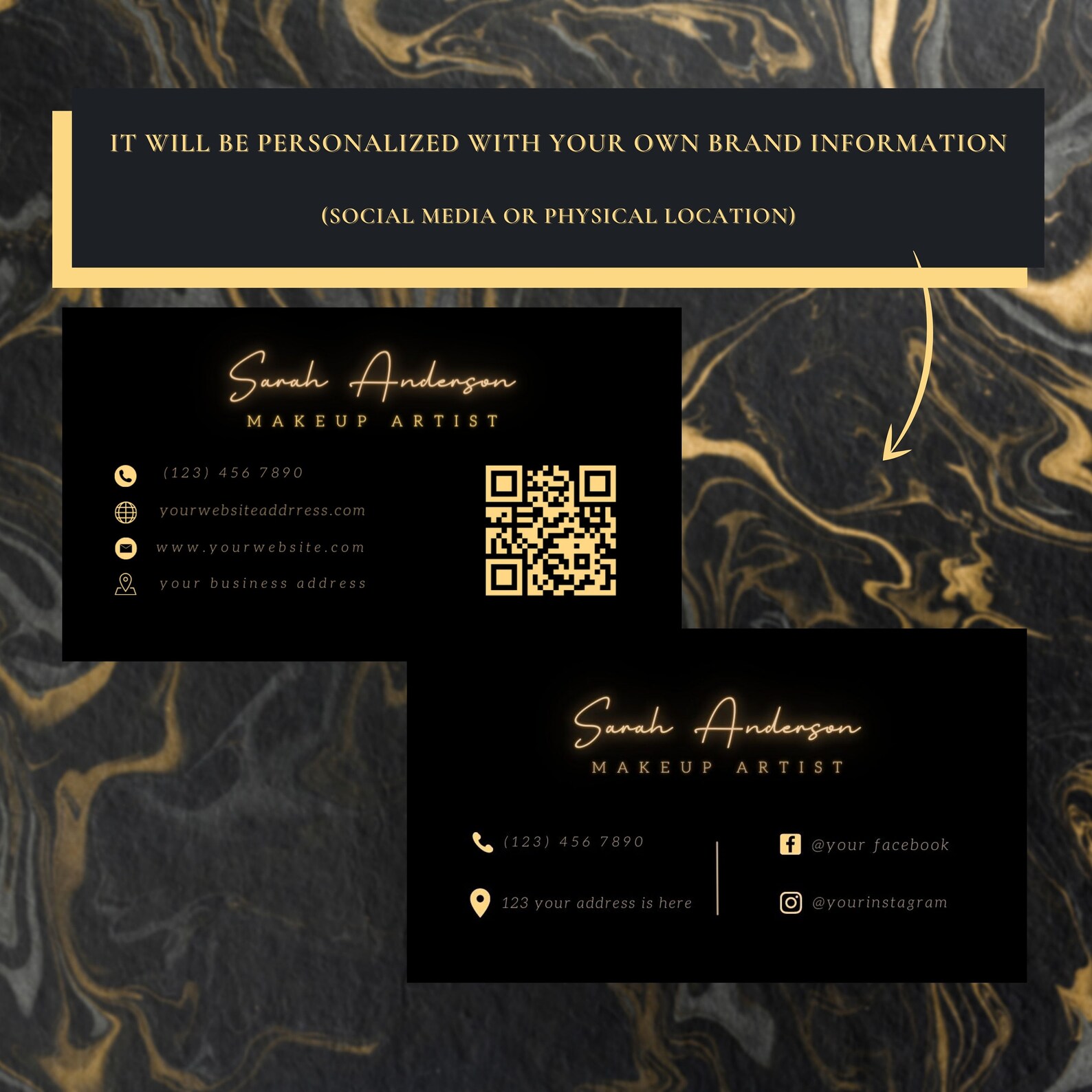 Custom Luxury Business Cards Design Gold Black Minimal | Etsy