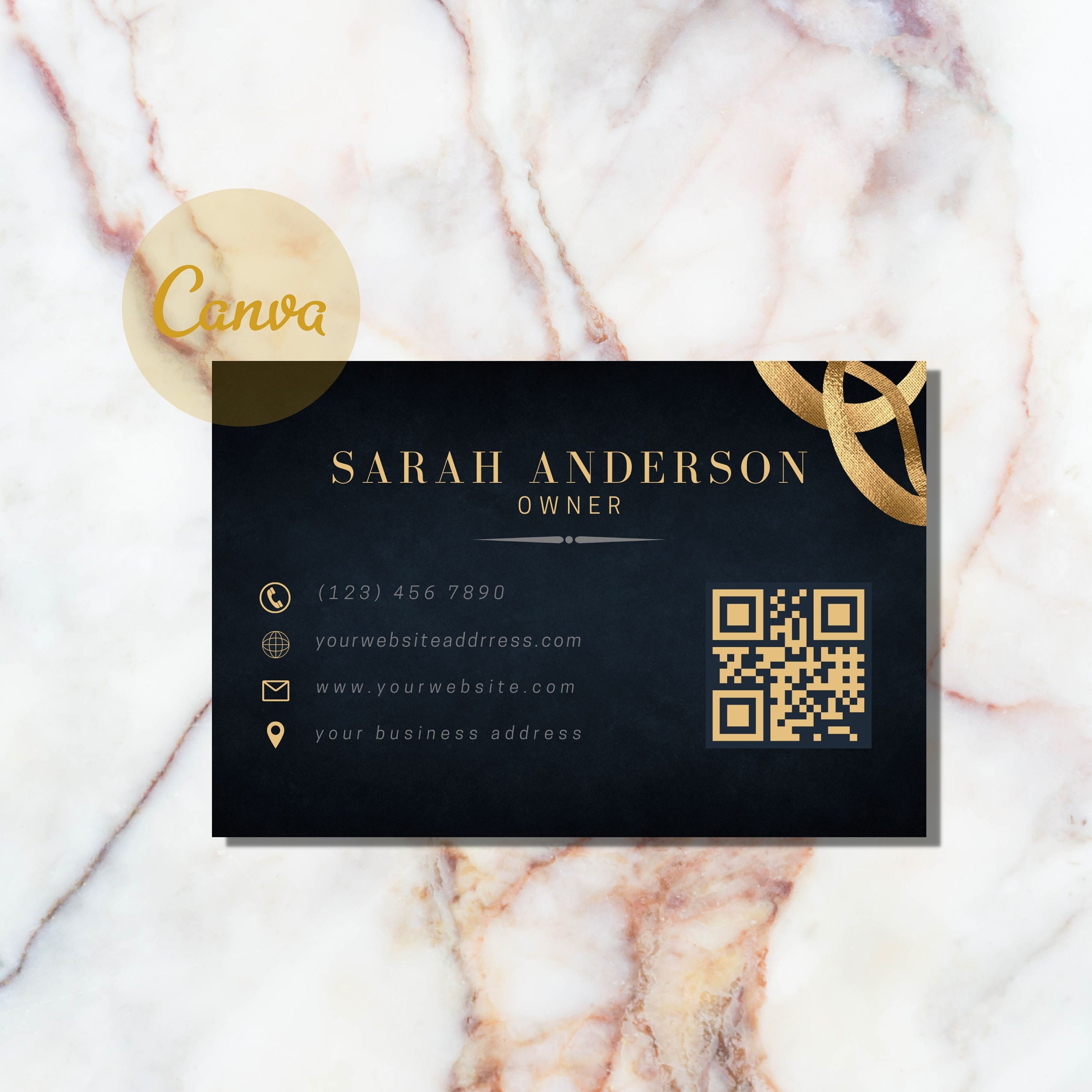 Custom QR Code Business Card, Editable Template With Qr Scan, Luxury ...