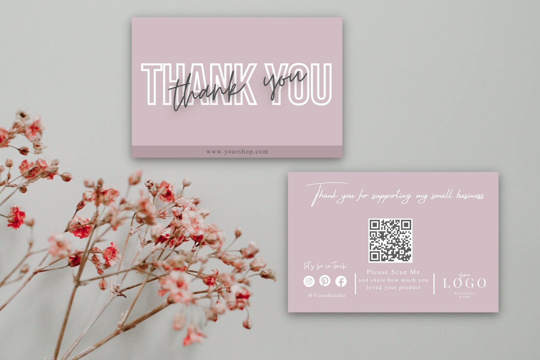 Custom Qr Code Thank You Card Template Editable Printable - Etsy