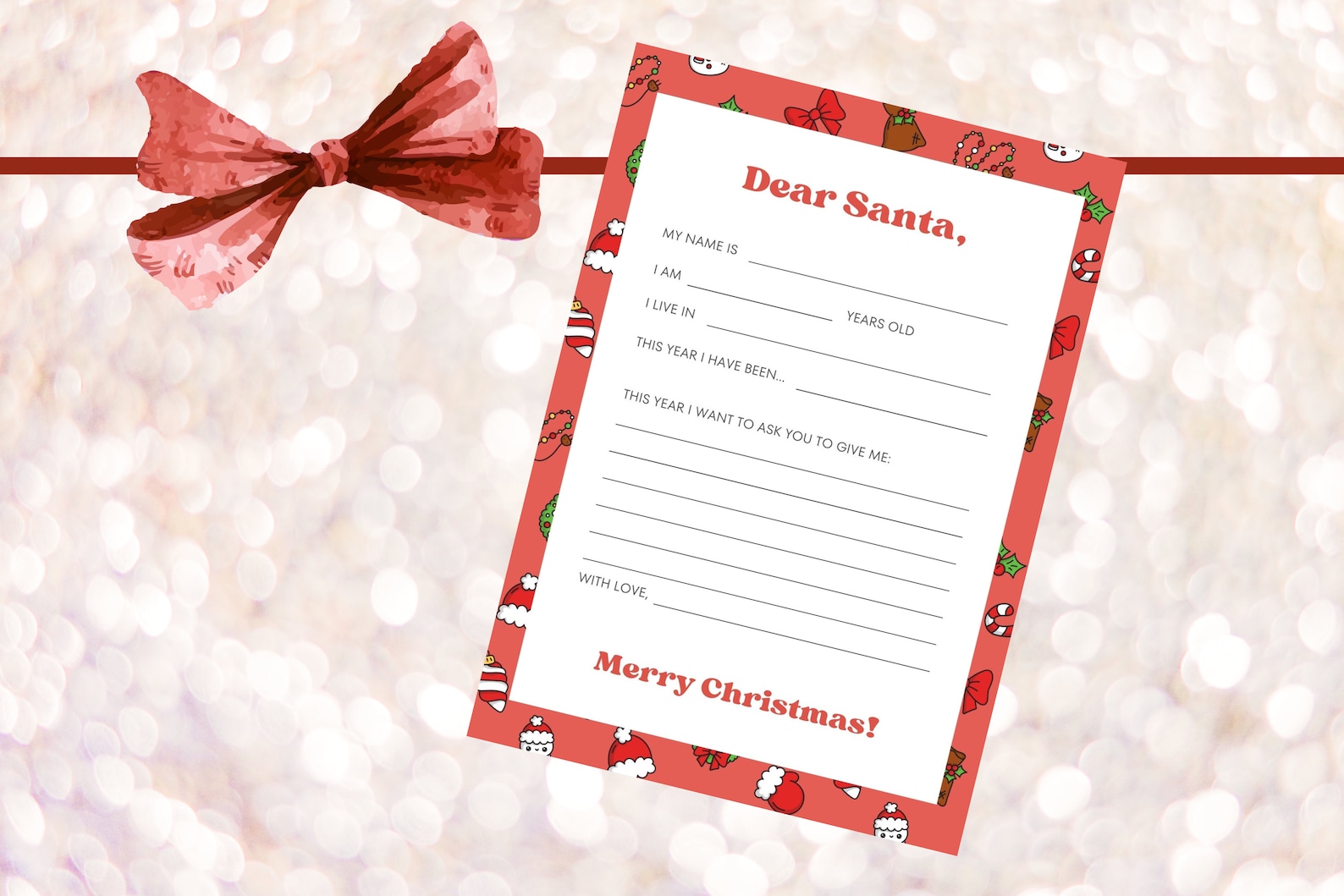 Letter to Santa | Printable Christmas | Christmas Letter | Santa Letter ...