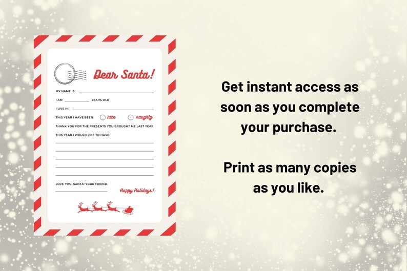 Letter to Santa | Printable Christmas | Christmas Letter | Santa Letter ...