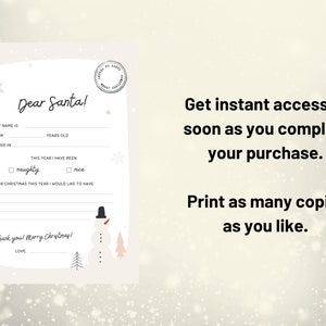 Letter to Santa | Printable Christmas | Christmas Letter | Santa Letter ...