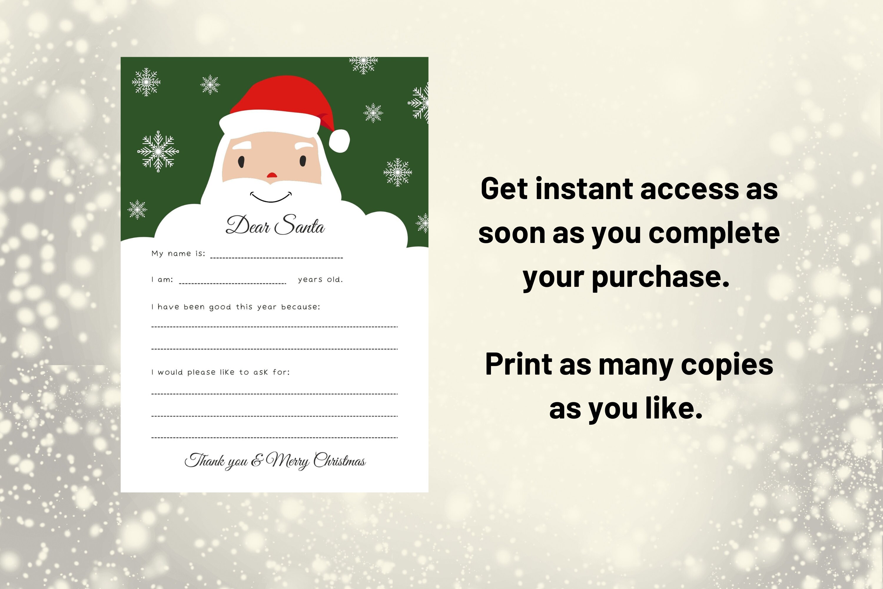 Letter to Santa | Printable Christmas | Christmas Letter | Santa Letter ...