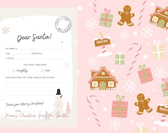 Letter to Santa | Digital Download | Printable Dear Santa Letter ...