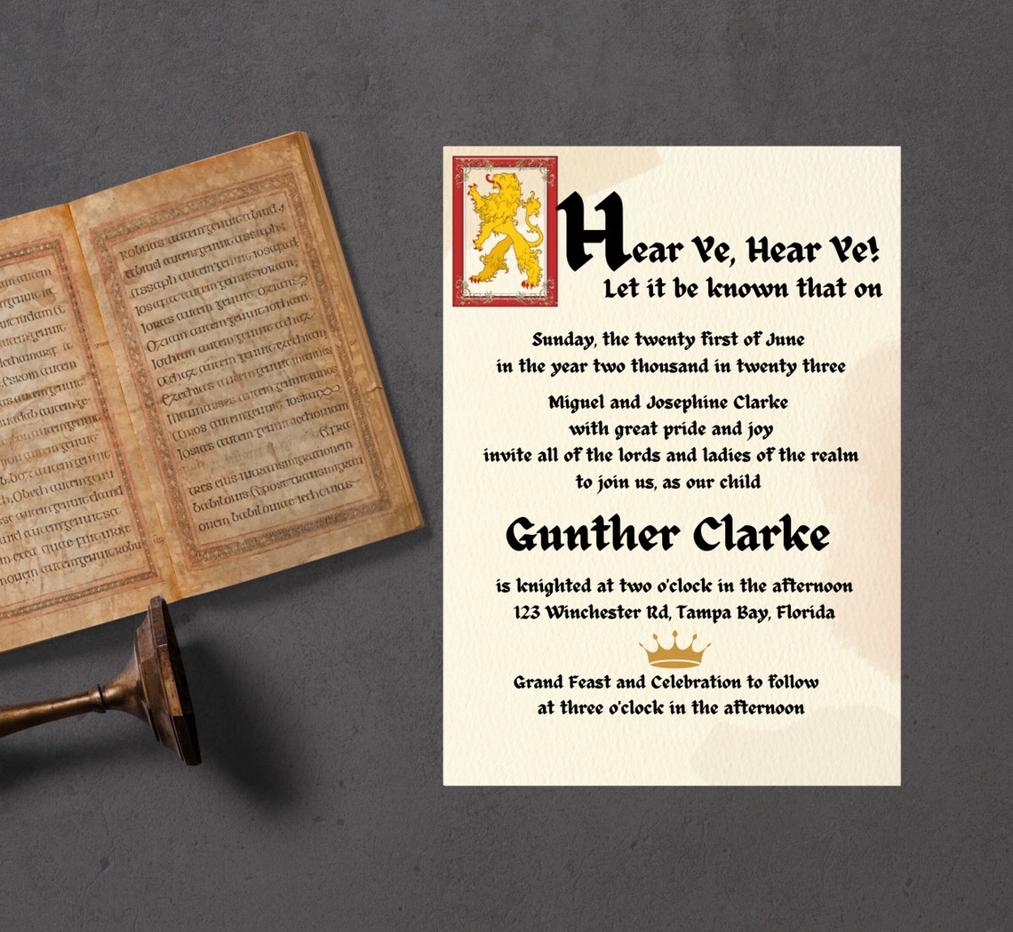 Medieval Invitation, INSTANT DOWNLOAD, Medieval Graduation Invite ...