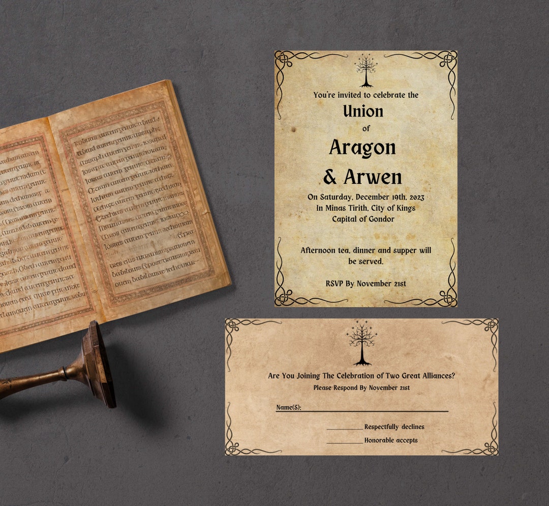 Lord of the Rings Inspired Wedding Invitation Bundle ,tolkien Inspired ...