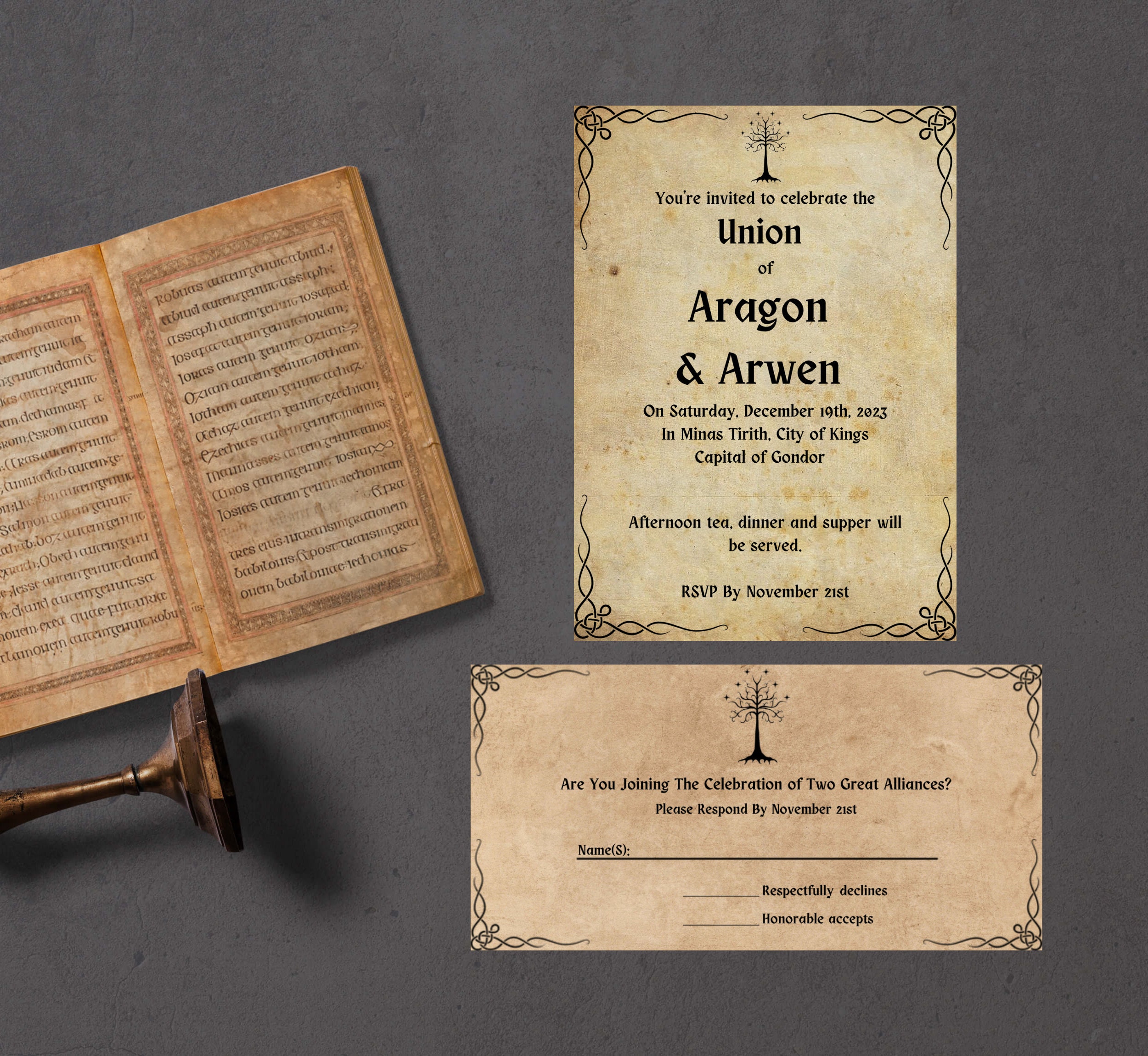 Lord of the Rings Inspired Wedding Invitation Bundle ,tolkien Inspired ...