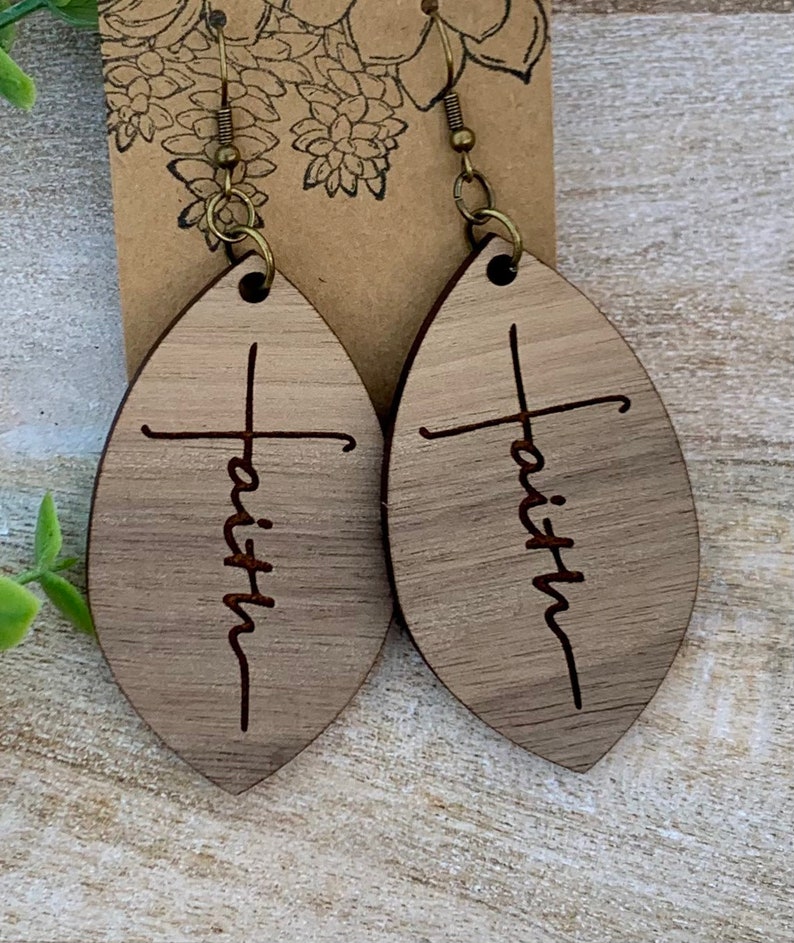 Faith Earrings| Wood Earrings | Lightweight - Etsy
