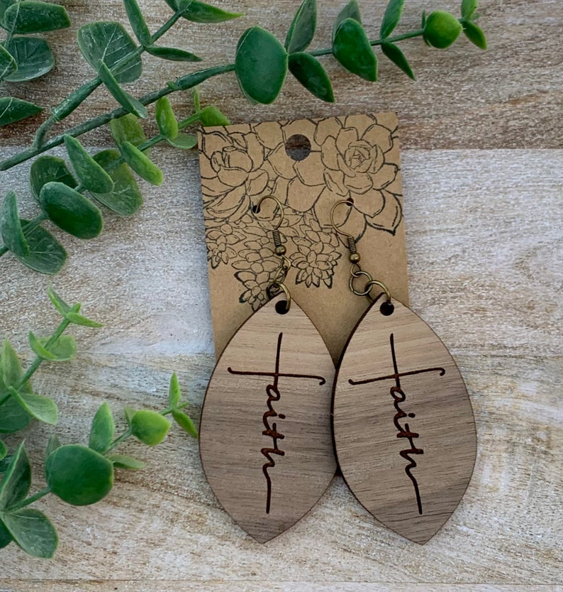 Faith Earrings| Wood Earrings | Lightweight - Etsy