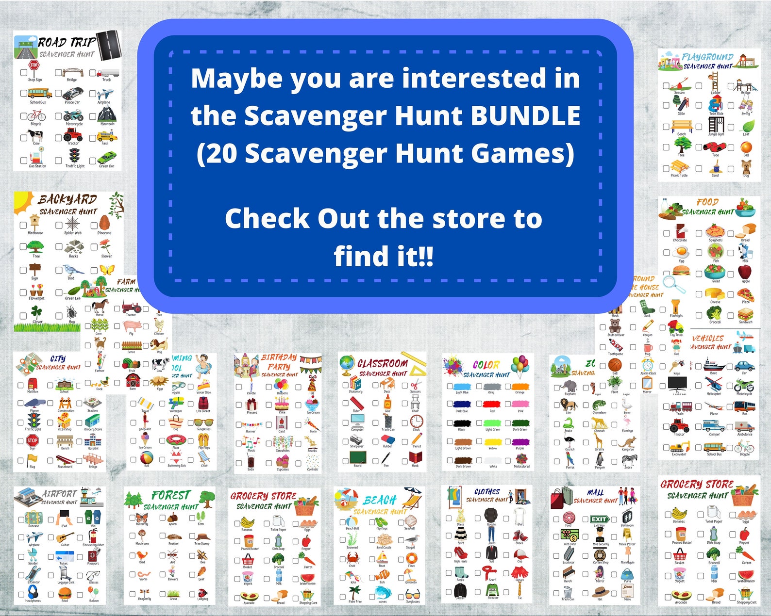 Mall Scavenger Hunt - Printable - Nature Scavenger Hunt Camping Hiking ...