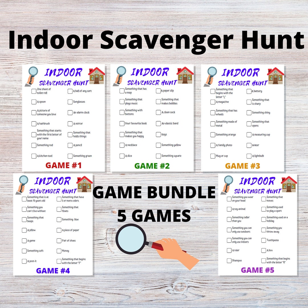 Indoor Scavenger Hunt BUNDLE ( 5 GAMES ) Summer Activities Summer ...